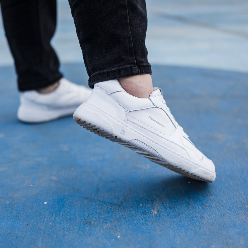 Barebarics Zing All White Leather – Barefoot Shoes Australia
