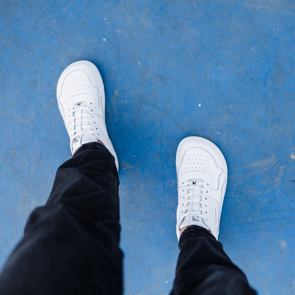 Barebarics Zing All White Leather – Barefoot Shoes Australia