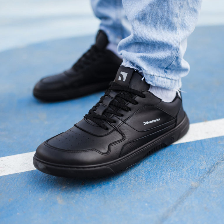 Barebarics Zing - All Black (Leather) – Barefoot Shoes Australia