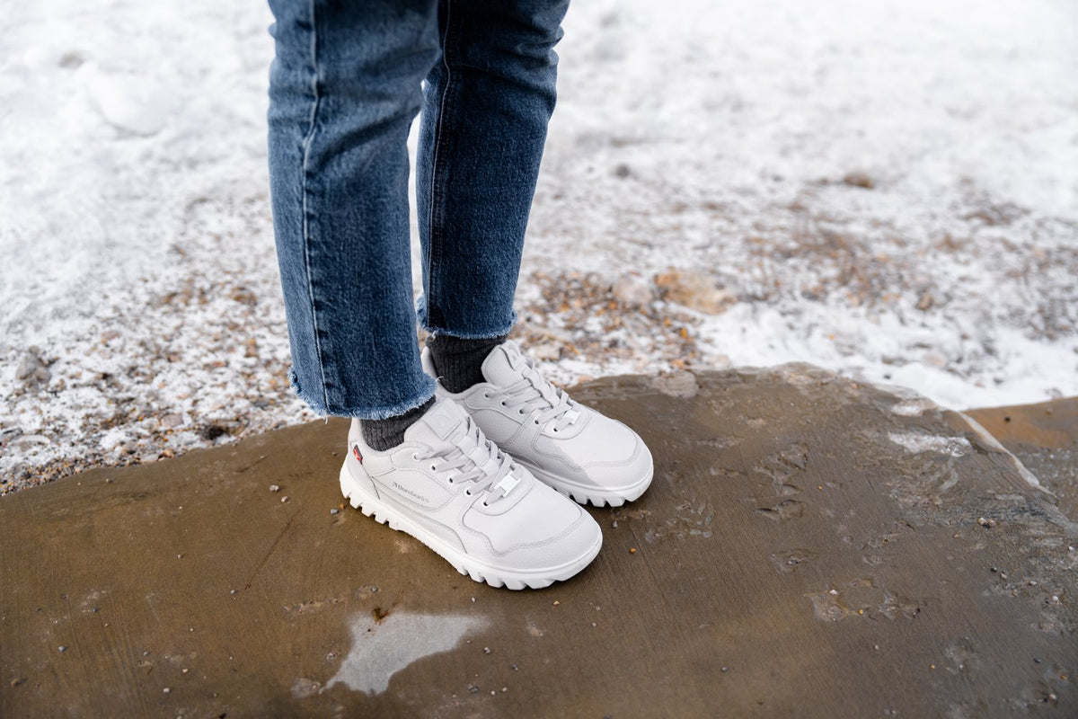 Barebarics Zing Frost - Light Grey & White – Barefoot Shoes Australia