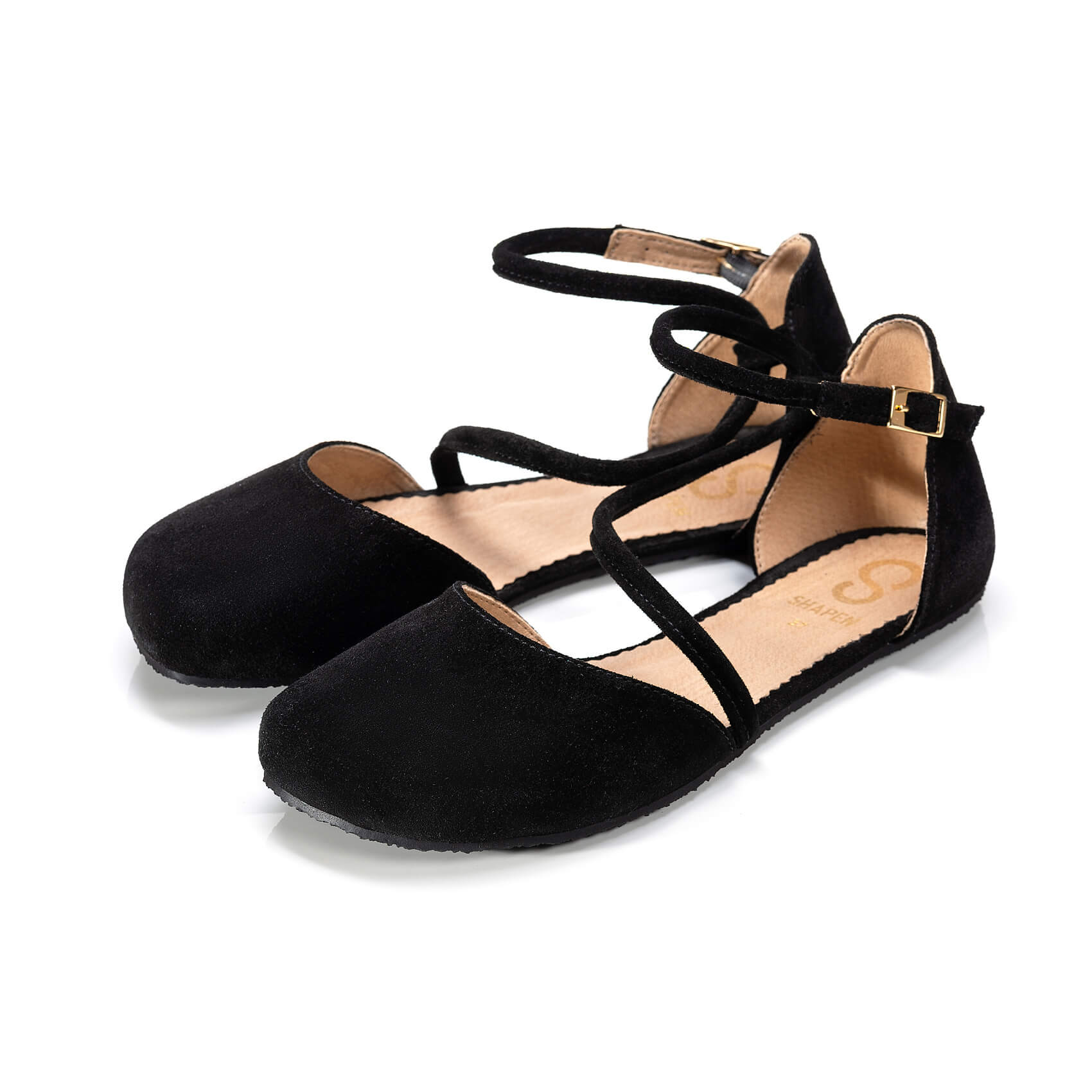 Shapen Orchid Sandals Black Suede – Barefoot Shoes Australia